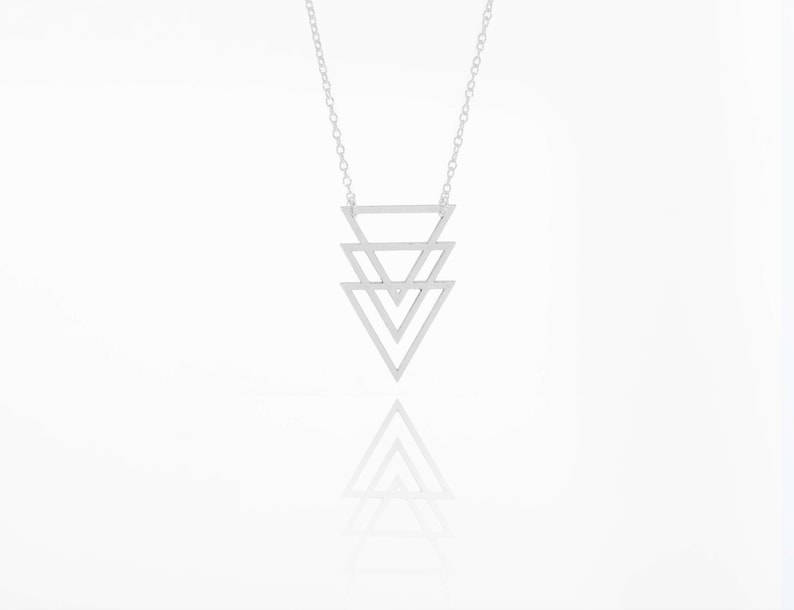 Three Triangles Necklace 3 Triangle Charm Necklace Sterling - Etsy
