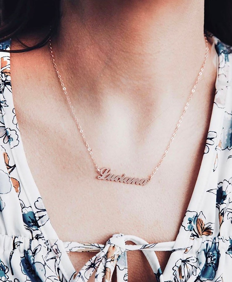 Personalized Name Necklace Rose Gold Name Necklace Custom | Etsy