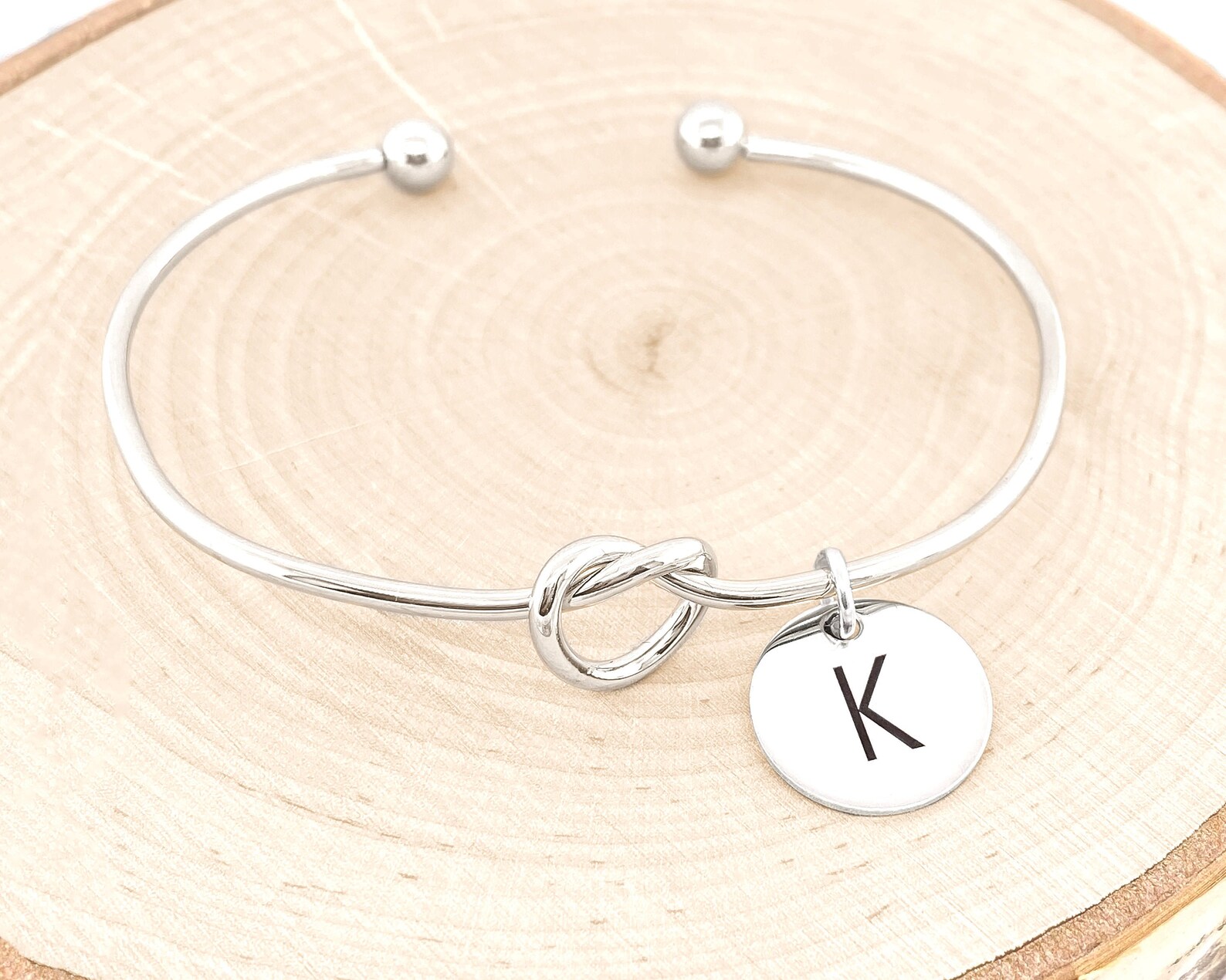 Initial Bracelet • Knot Bracelet • Rose Gold Personalized Initial Knot ...