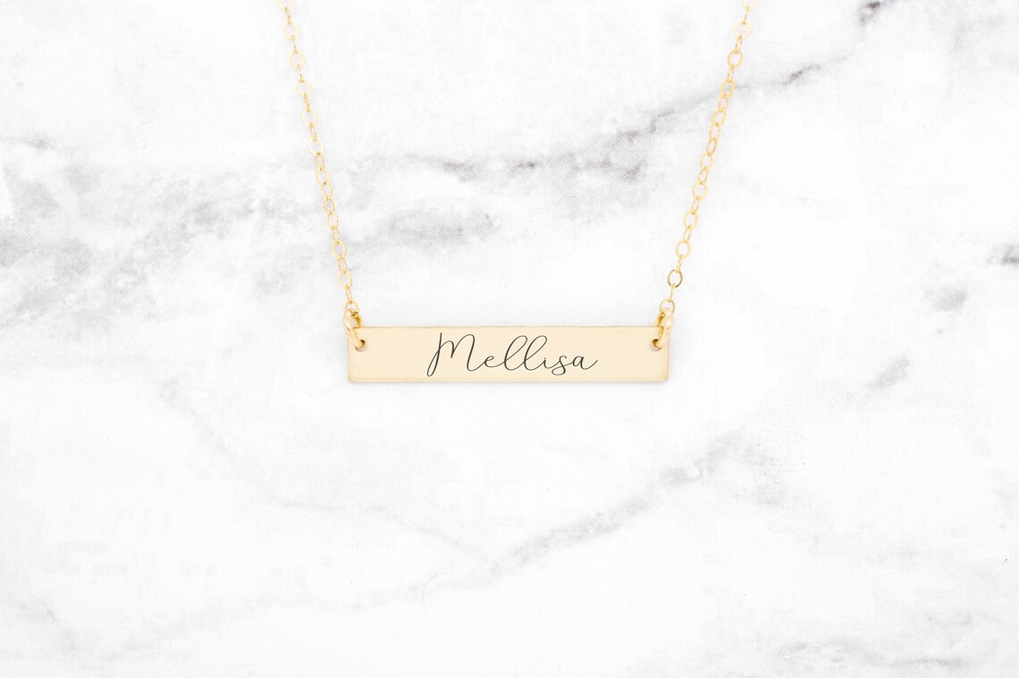 Name Bar Necklace Gold • Gold Name Bar Necklace • Personalized Bar ...