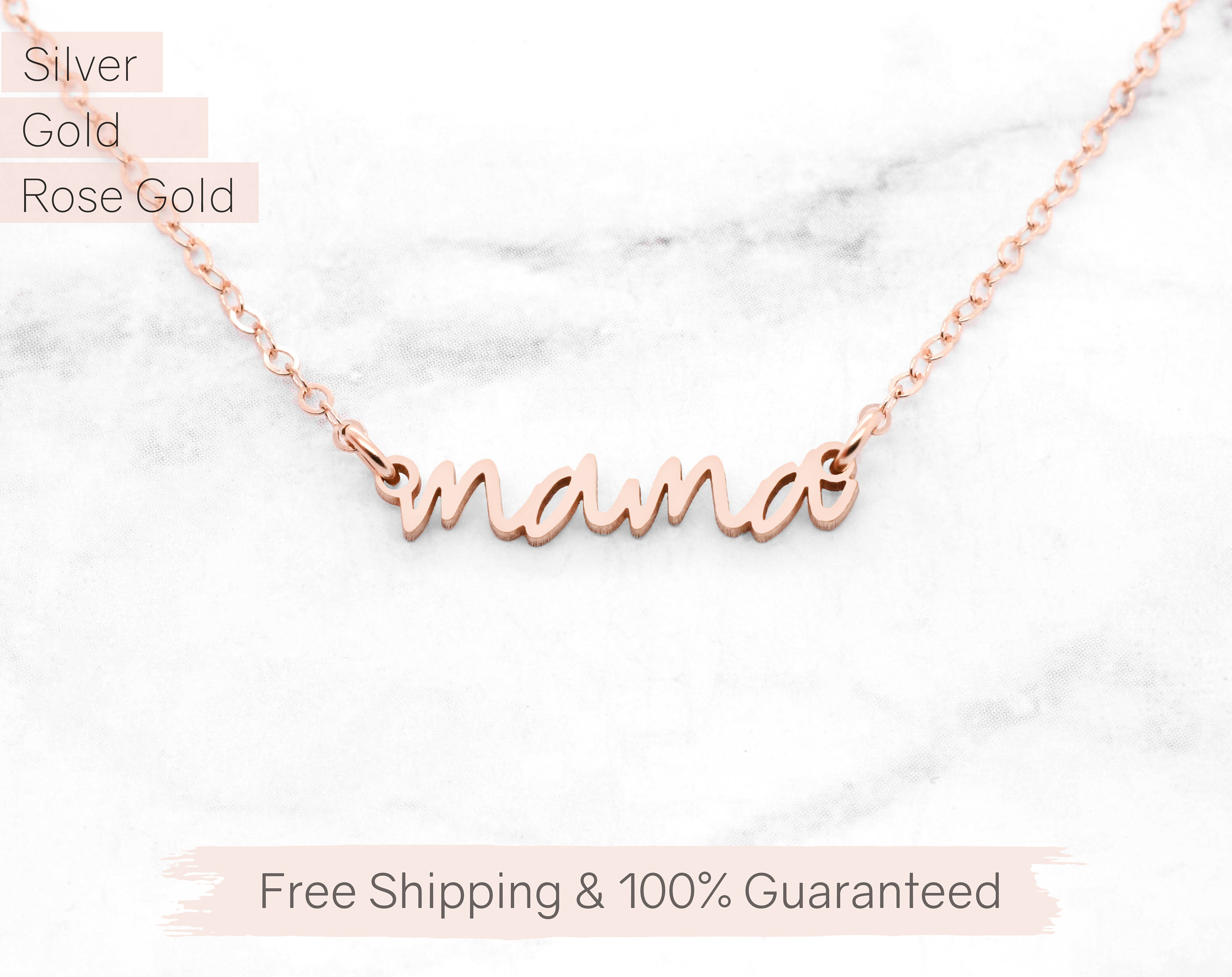 Silver Gold or Rose Gold Mama Necklace New Mom Necklace | Etsy