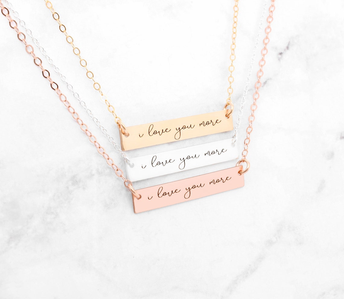 Gold Handwritten Necklace • Handwritten Jewelry • Custom Handwriting ...