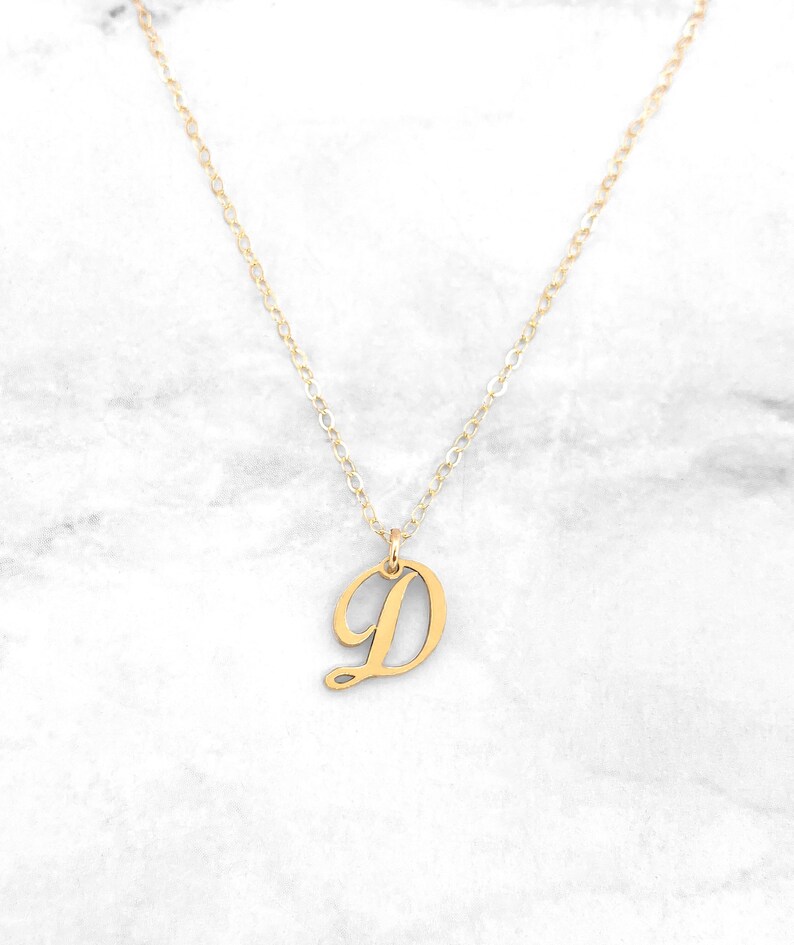 D Initial Necklace Dainty Initial Necklace Tiny Letter | Etsy