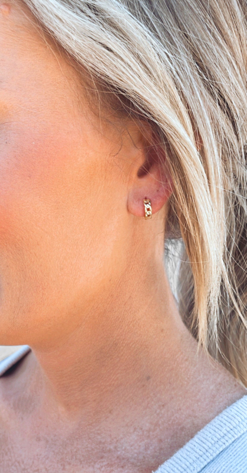 Chain Hoop Earrings Chain Hoops Huggie Hoop Earrings Chain - Etsy