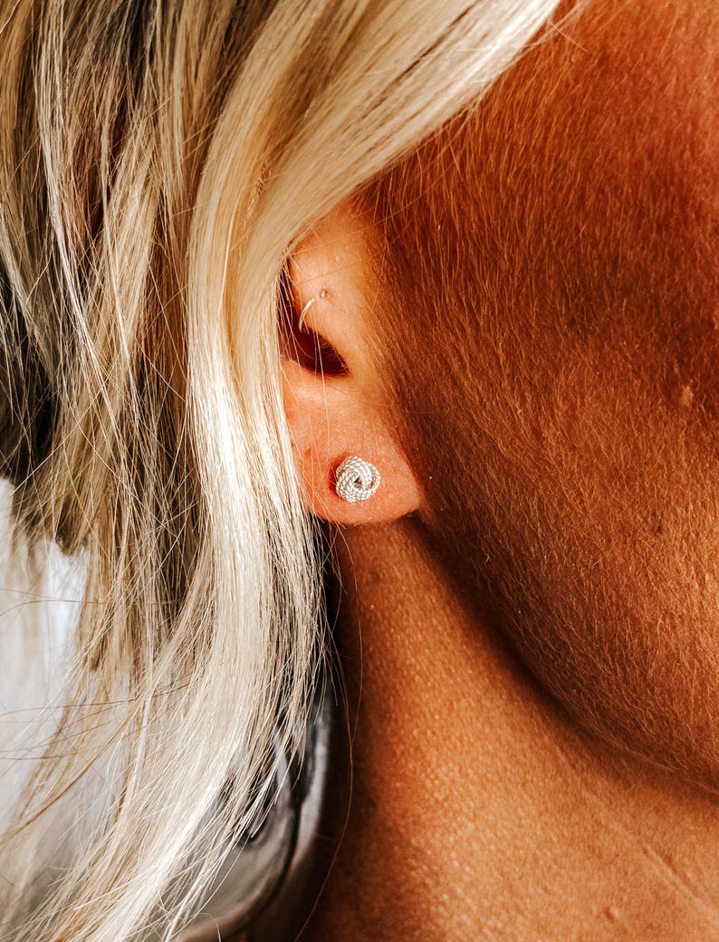 Love Knot Stud Earrings • Minimalist Knot Earrings • Gold Knot Earrings ...