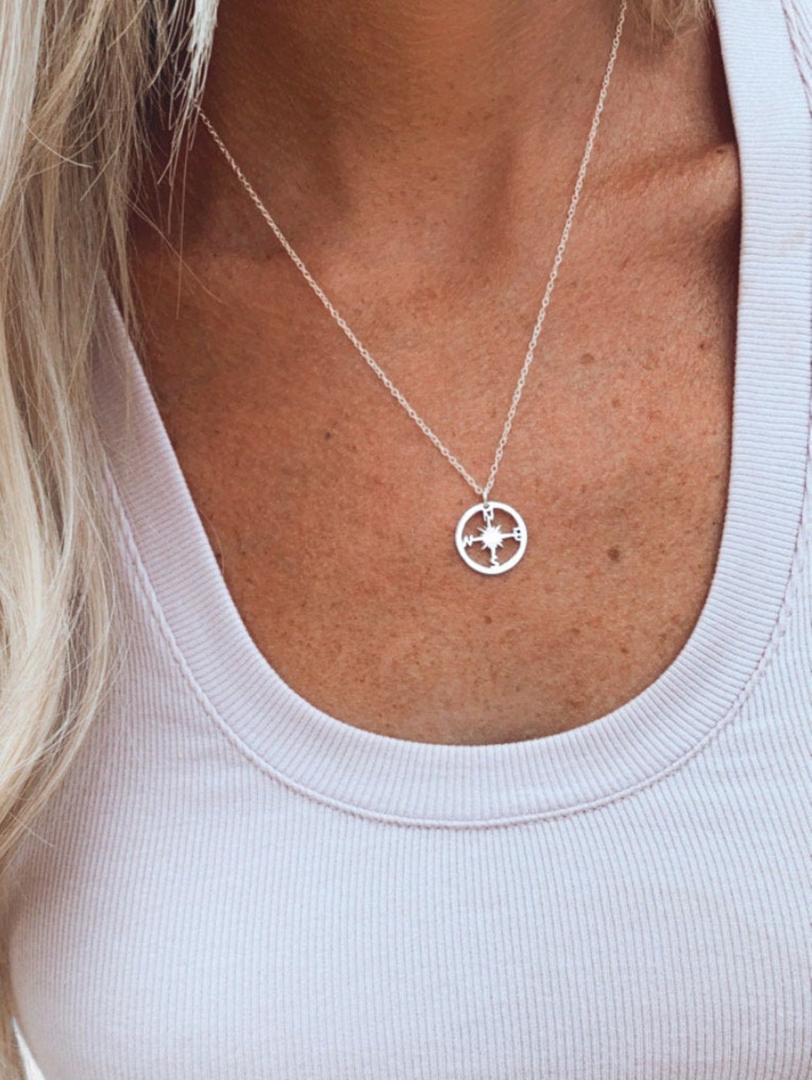 Compass Necklace Dainty Compass Jewelry Silver Gold and - Etsy