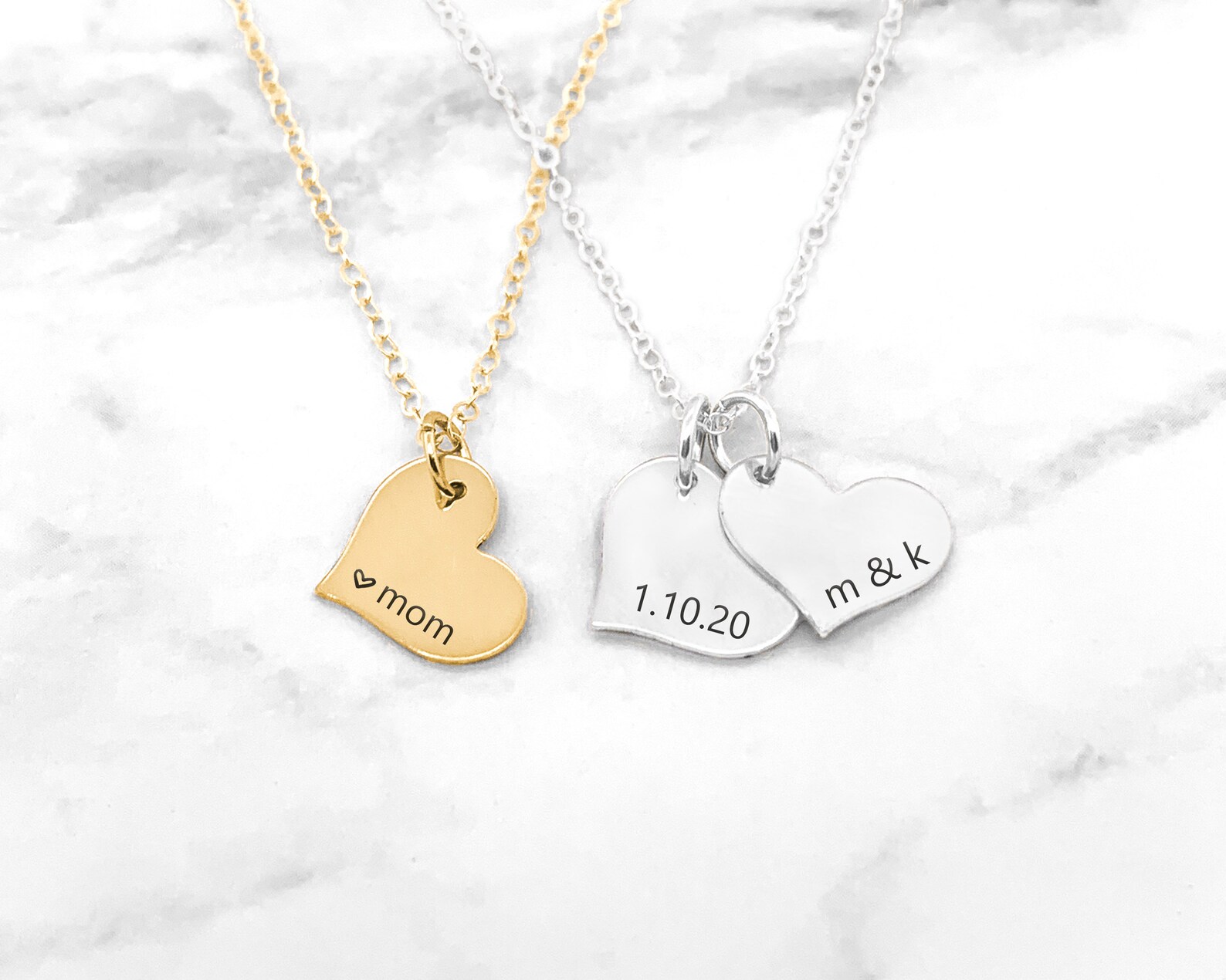 Personalized Heart Necklace Heart Necklace Personalized Date - Etsy