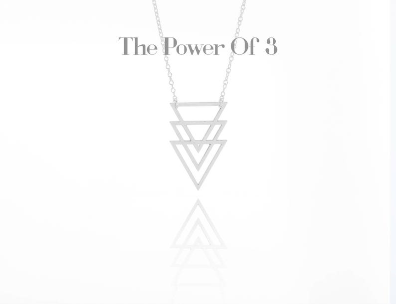 Three Triangles Necklace 3 Triangle Charm Necklace Sterling - Etsy