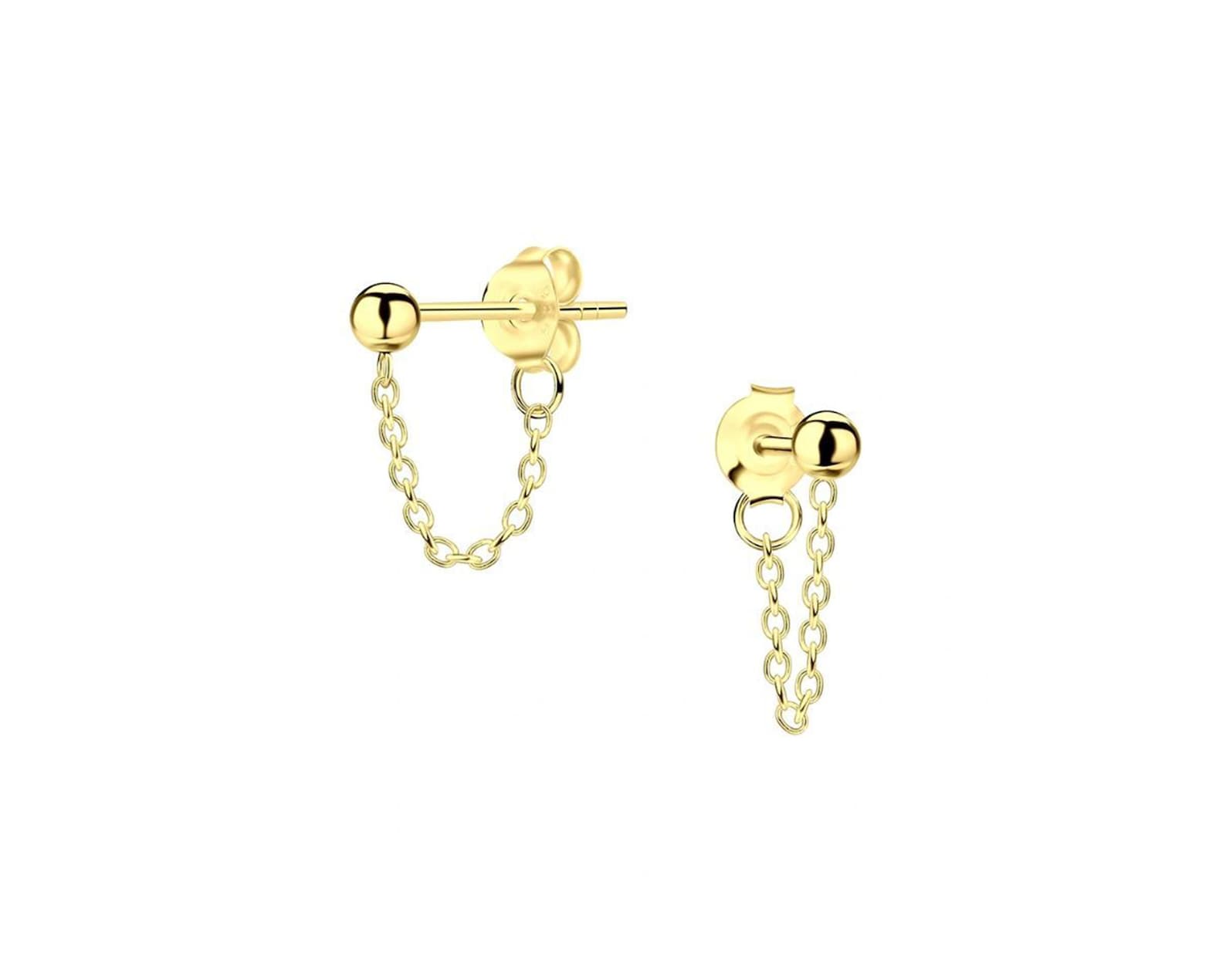 Chain Earrings Gold Chain Earrings Sterling Silver Chain - Etsy