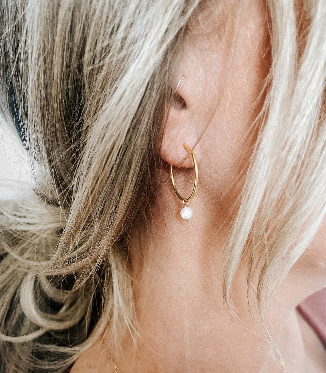 Pearl Hoop Earrings Pearl Drop Hoops Hoop Earrings With - Etsy