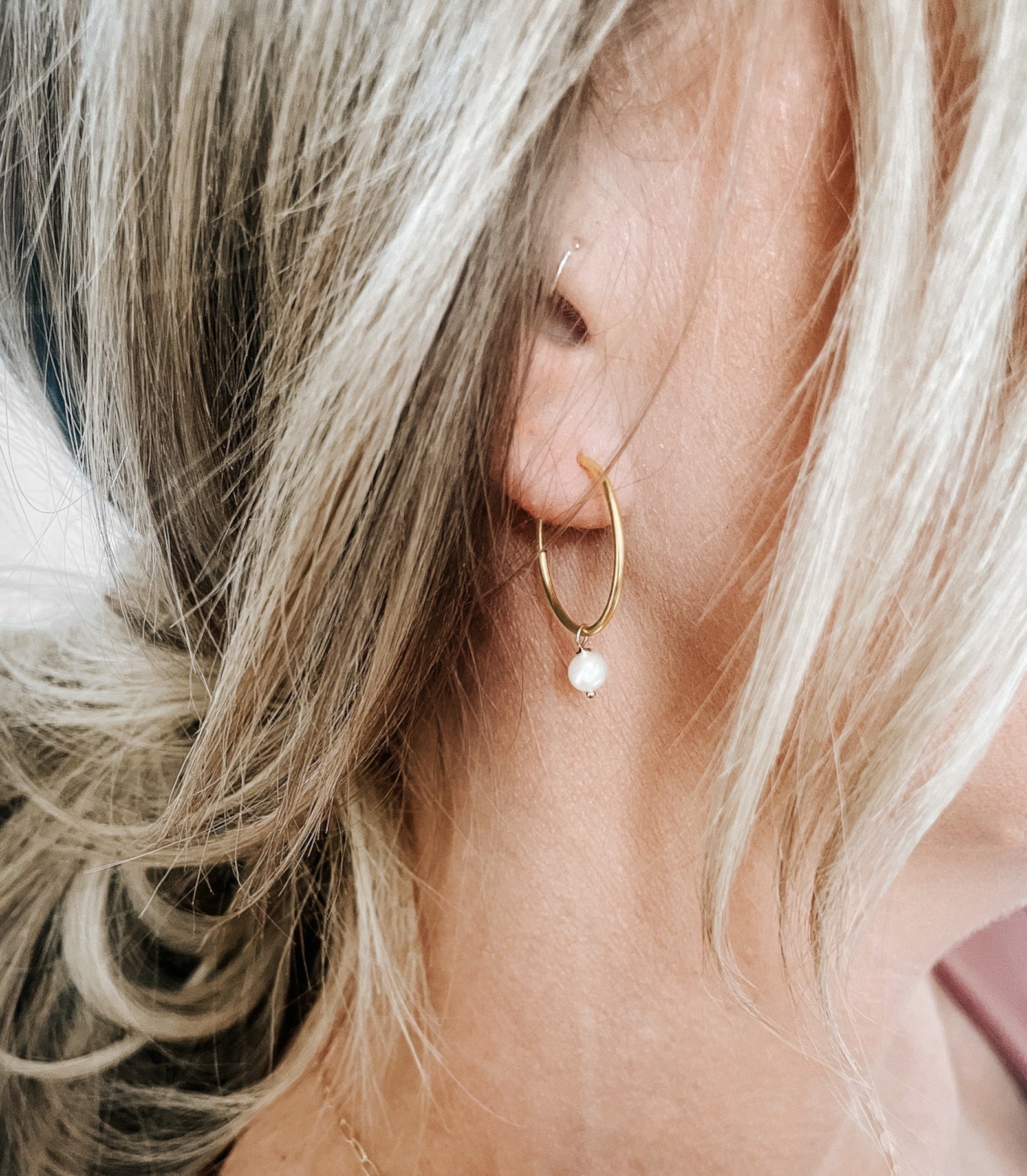 Pearl Hoop Earrings Pearl Drop Hoops Hoop Earrings With - Etsy