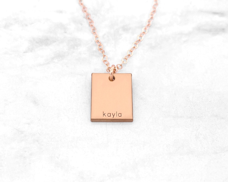 Personalized Rectangle Necklace Name Necklace Personalized - Etsy