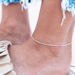 Satellite Anklet • Delicate Anklet Chain • Gold Beaded Anklet • Simple ...