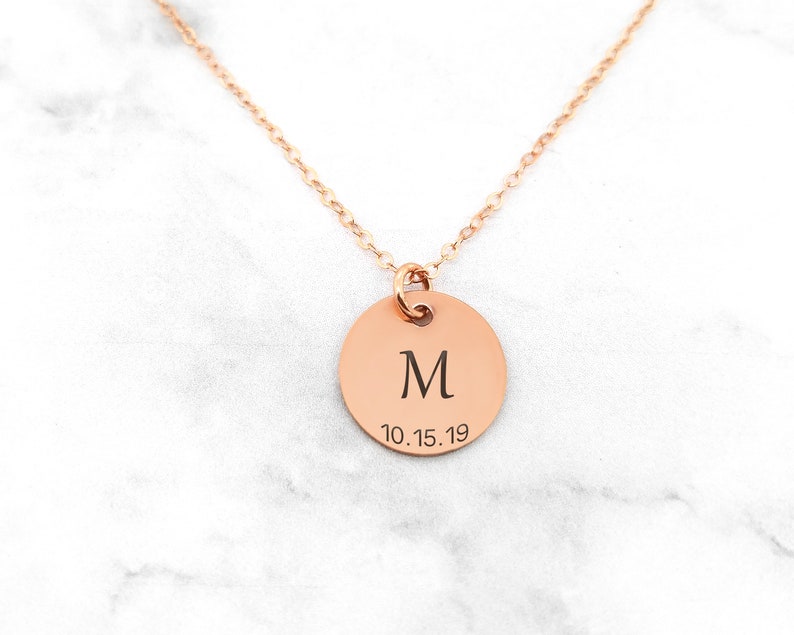 Initial Necklace Personalized Initial Birthdate Necklace | Etsy