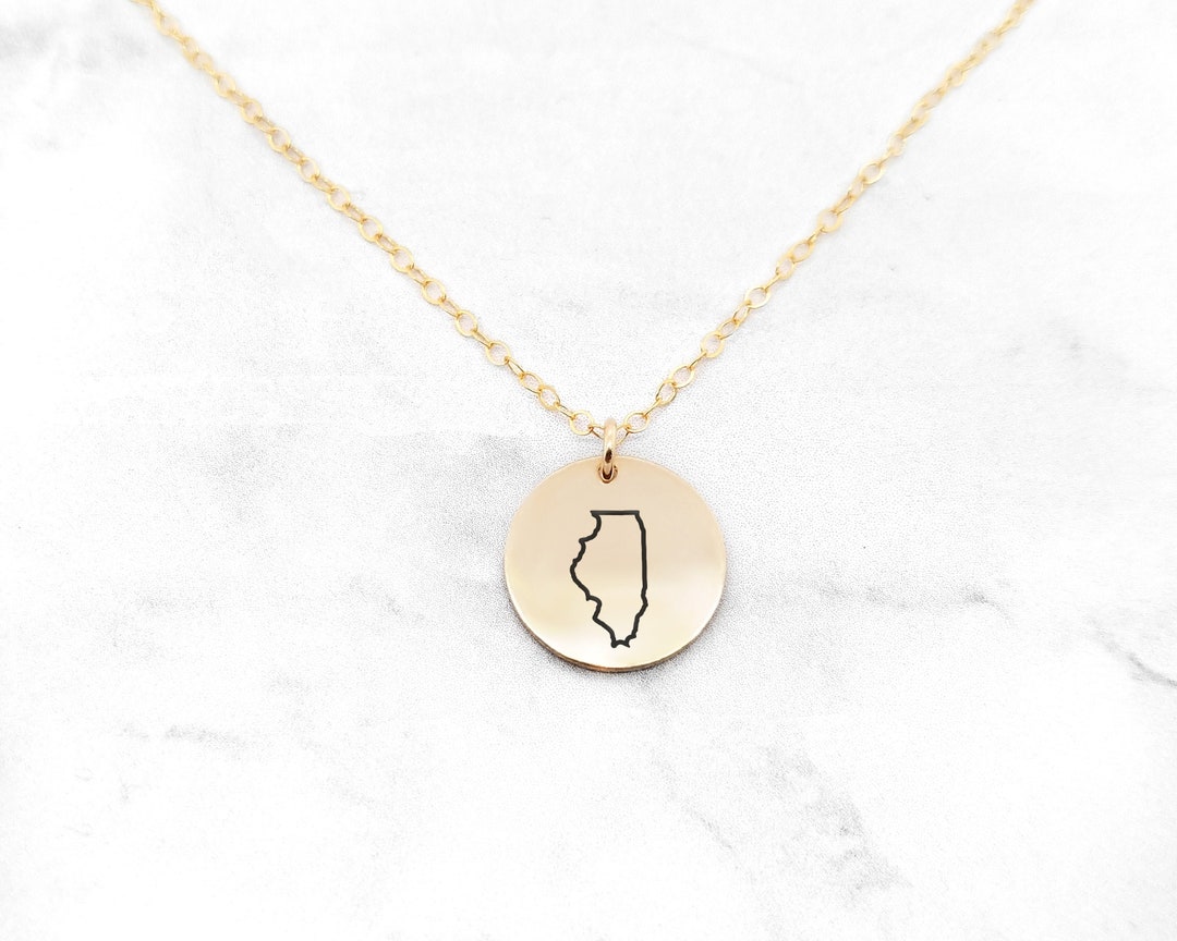 Illinois Necklace • State Necklace • Illinois State Necklace • Home ...