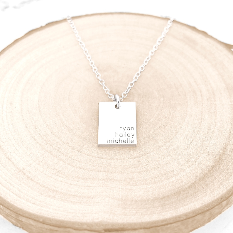 Personalized Rectangle Necklace Name Necklace Personalized - Etsy