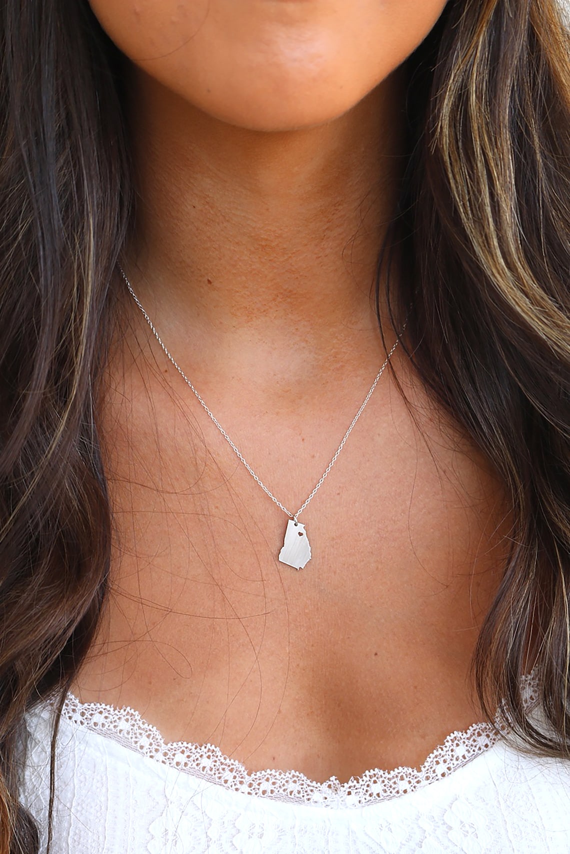 Georgia Necklace • Georgia State Charm Necklace • Georgia Shaped ...