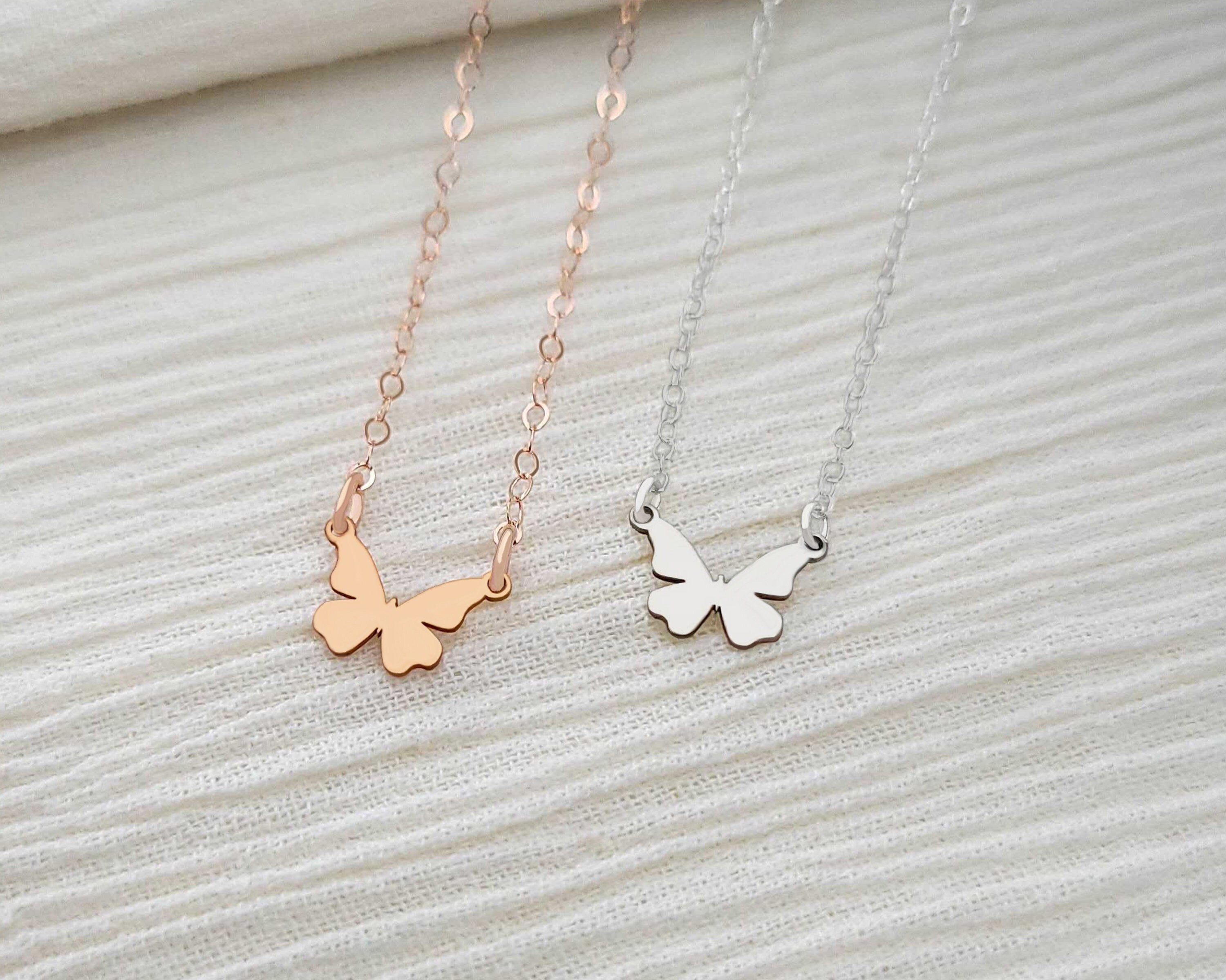 Butterfly Necklace • Sterling Silver Small Butterfly Pendant ...