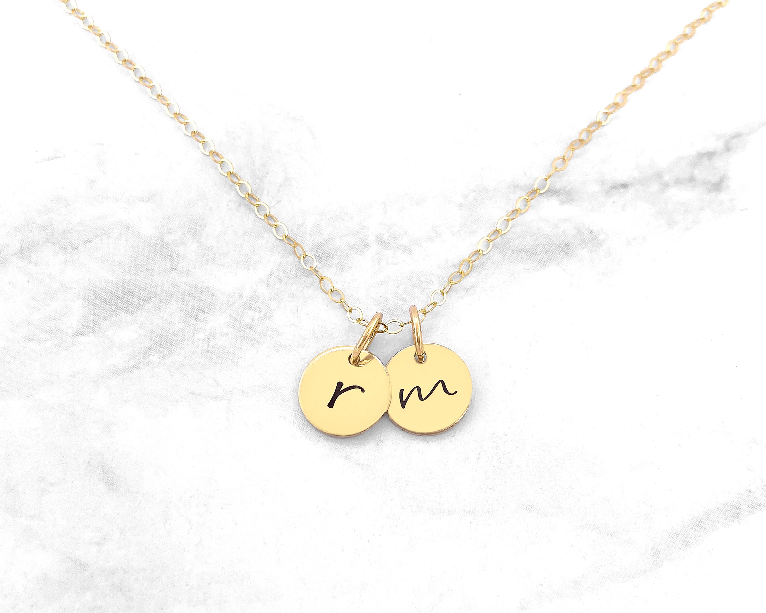 Dainty Initial Disc Necklace • Initial Necklace • Personalized Necklace ...