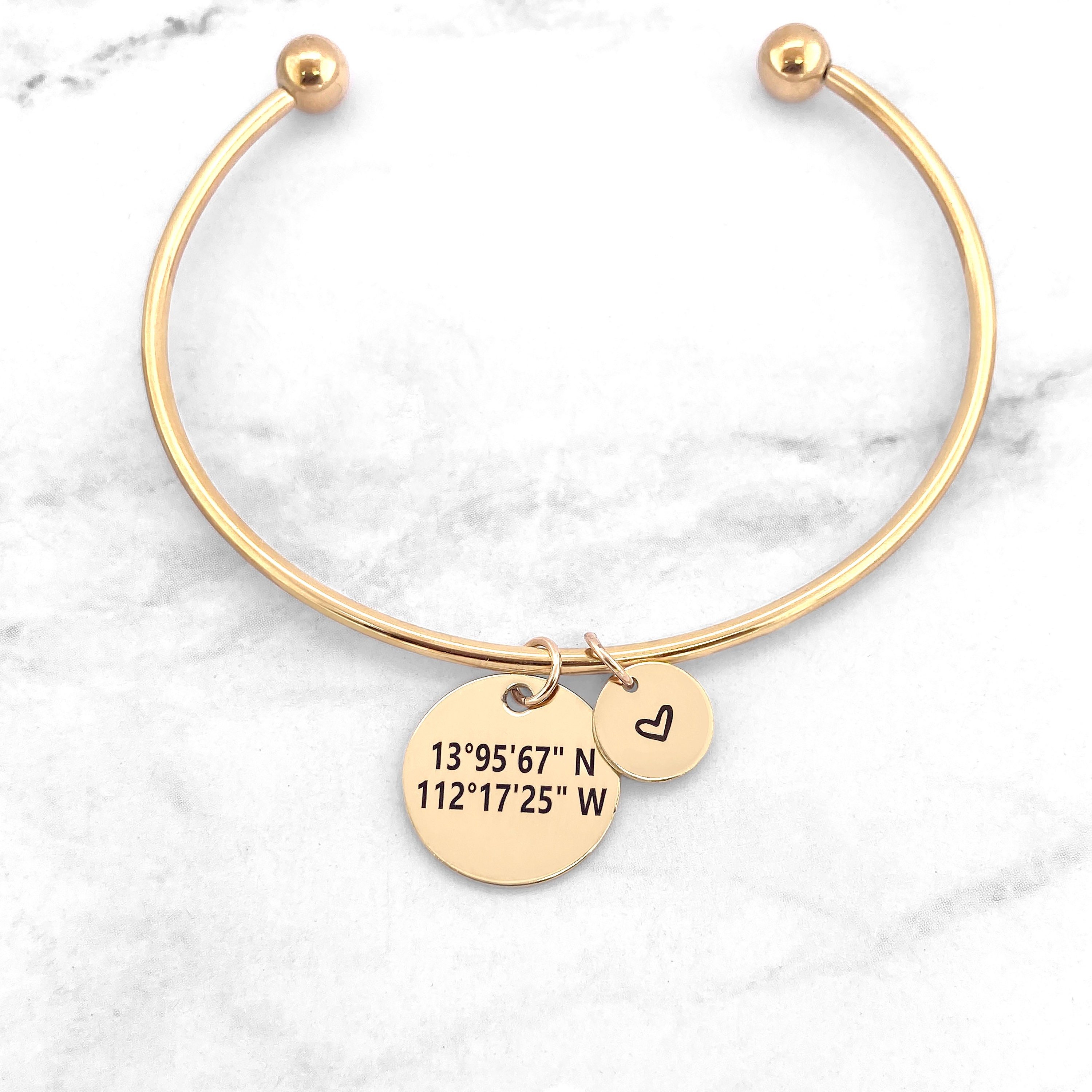 Custom Coordinates Bangle Bracelet Location Bracelet GPS | Etsy