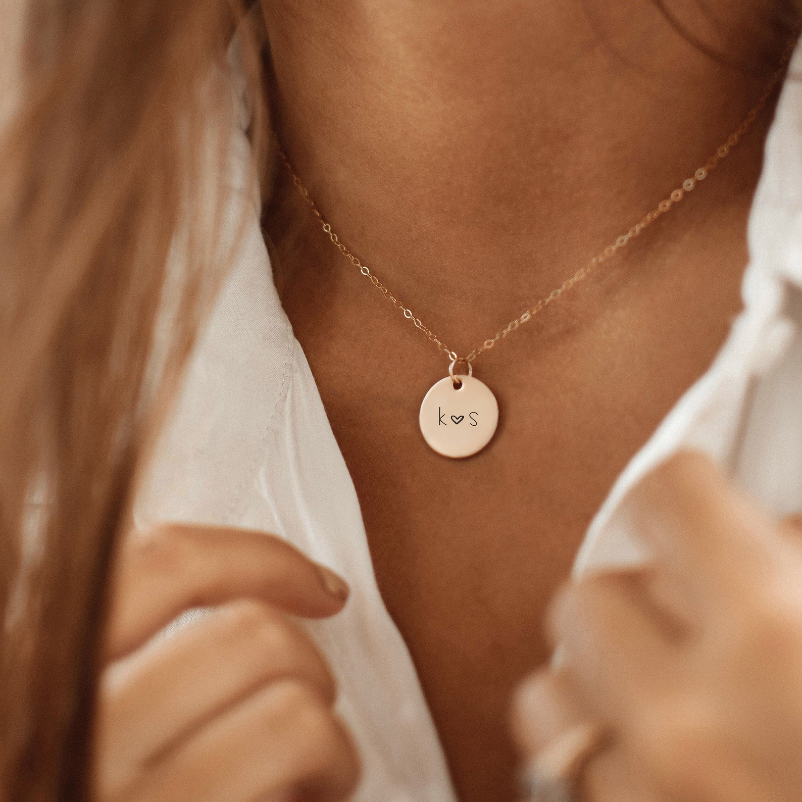 Custom Disc Necklace Initial Disc Necklace Personalized - Etsy