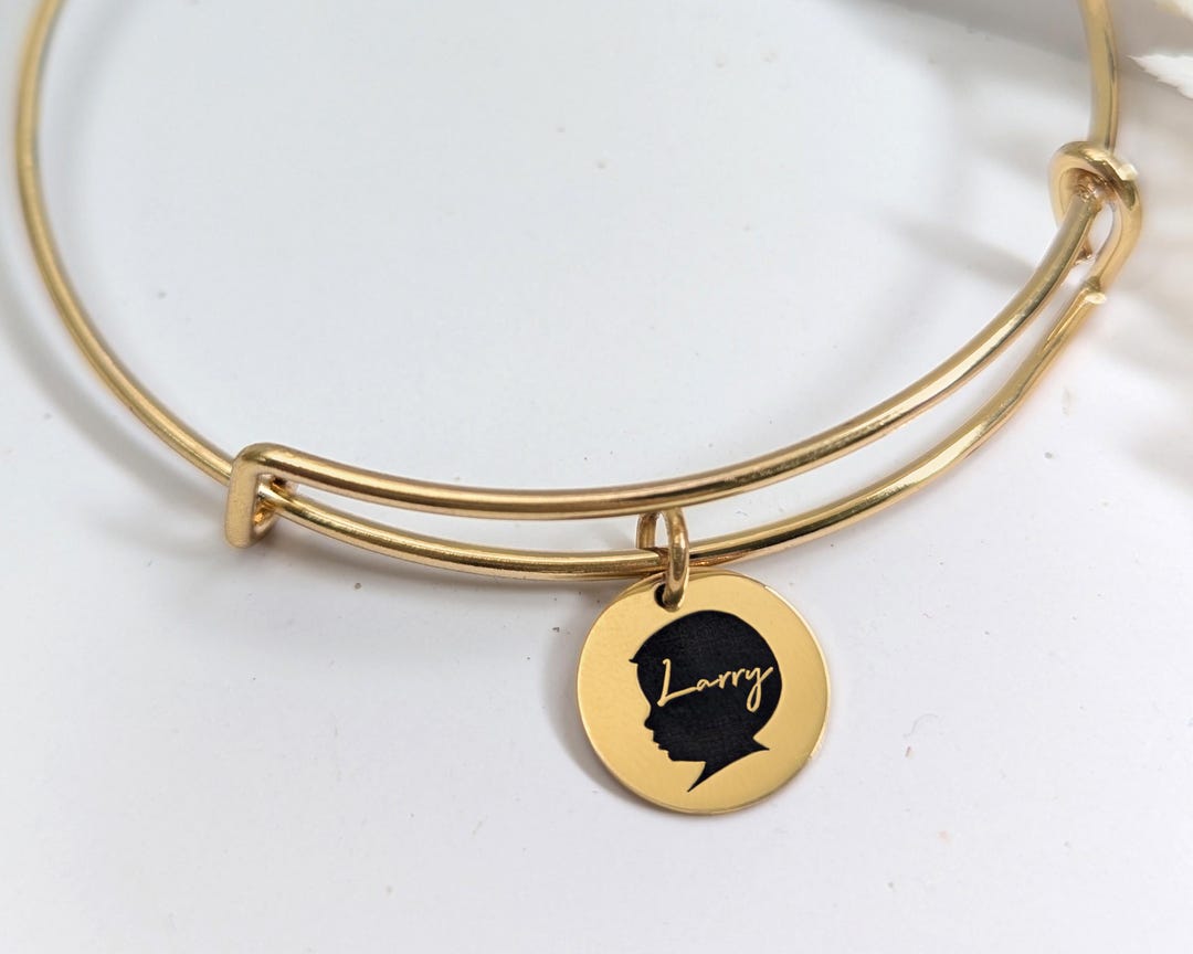 Custom Child Silhouette Bracelet • Silhouette Charm Bangle • Child ...