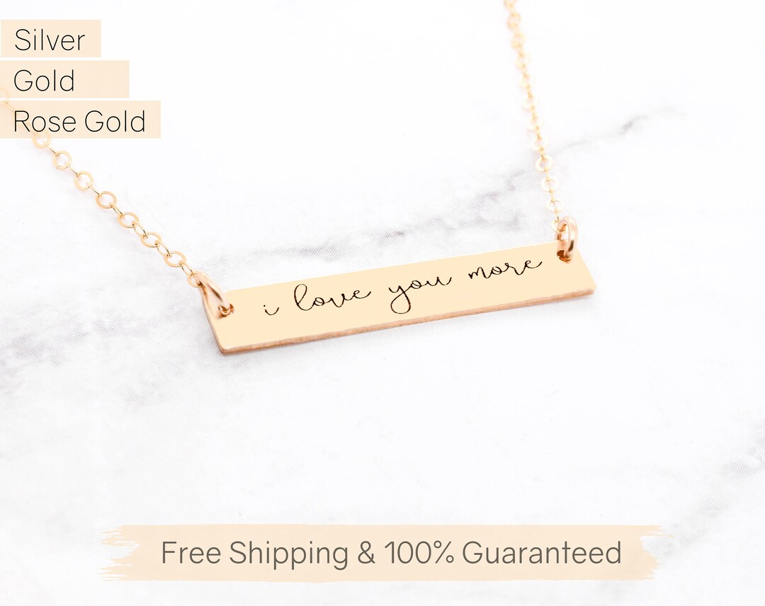 Gold Handwritten Necklace • Handwritten Jewelry • Custom Handwriting ...