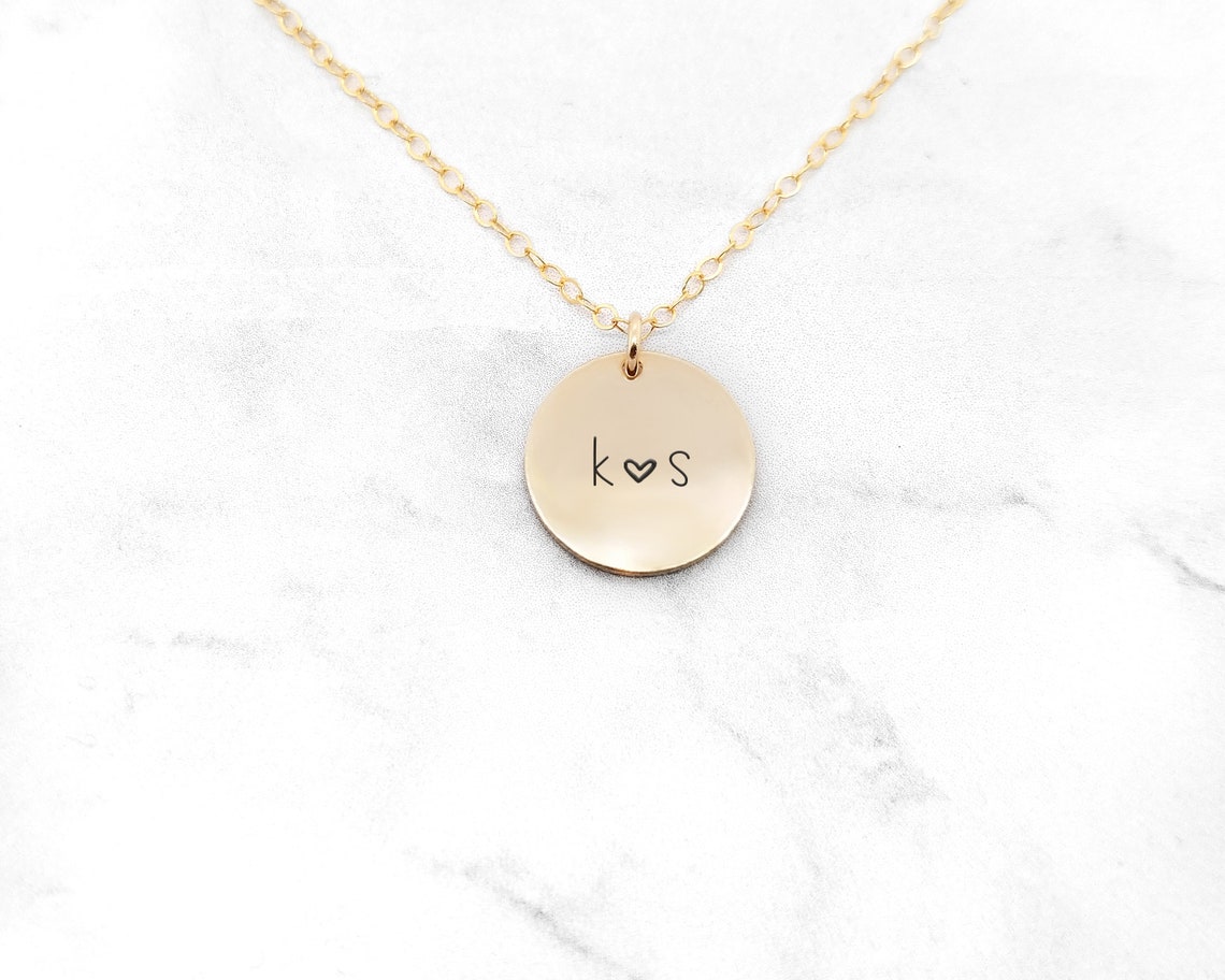 Custom Disc Necklace Initial Disc Necklace Personalized - Etsy