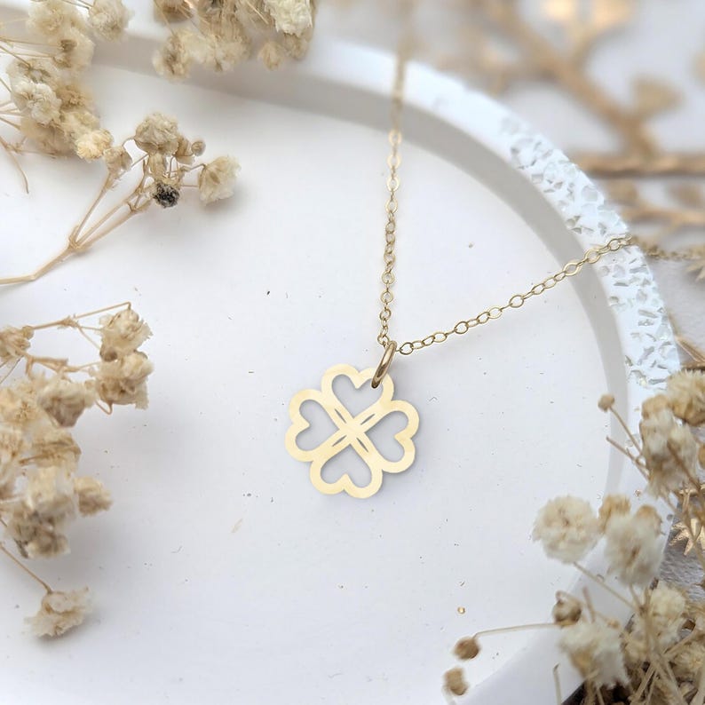 Four Leaf Clover Necklace: A Dainty Gold 4 Leaf Clover Necklace - Etsy