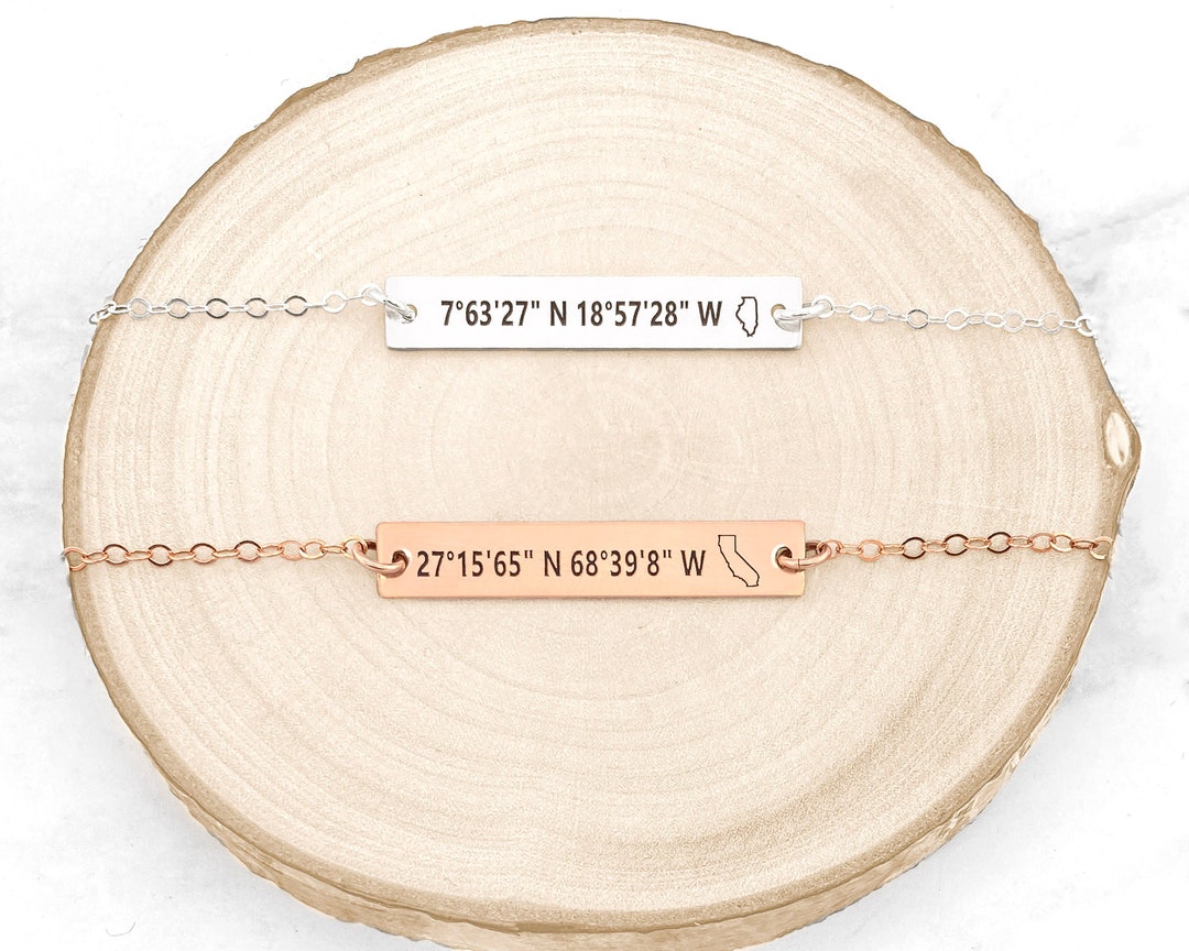 Custom Coordinate Bracelet • Custom Coordinates • GPS Coordinates ...