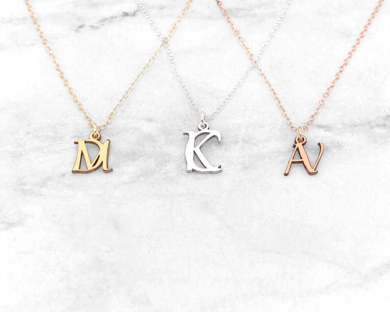 Two Initial Necklace Two Letter Initial Necklace Dainty | Etsy