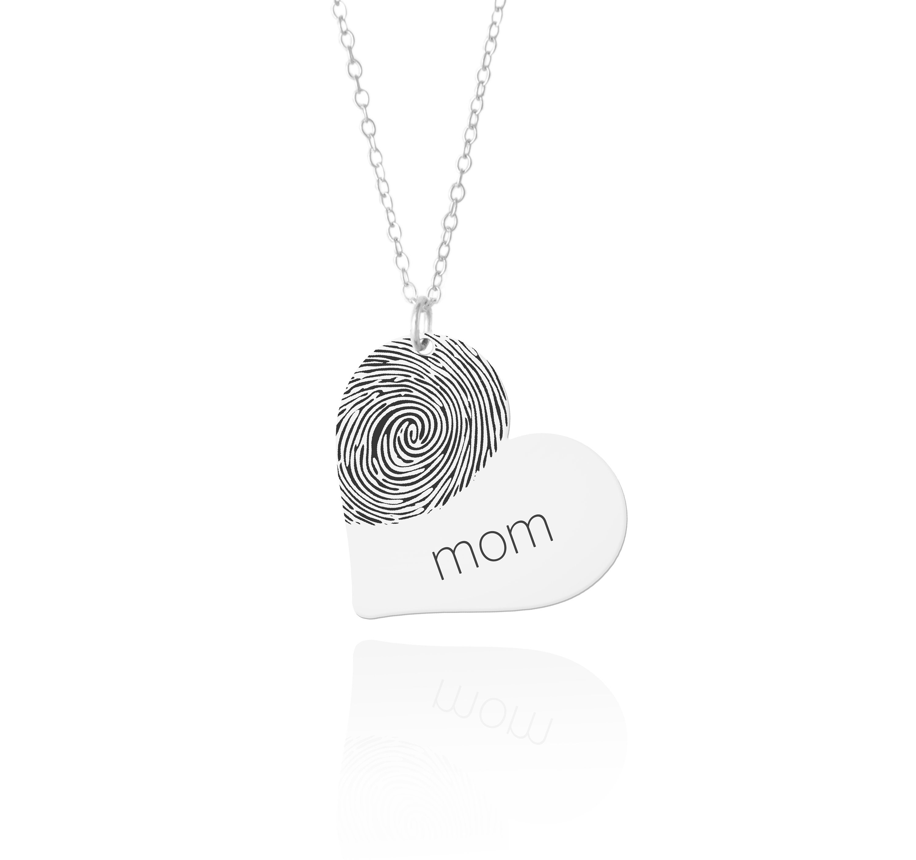 Fingerprint Memorial Necklace • Remembrance Necklace • Custom Heart ...
