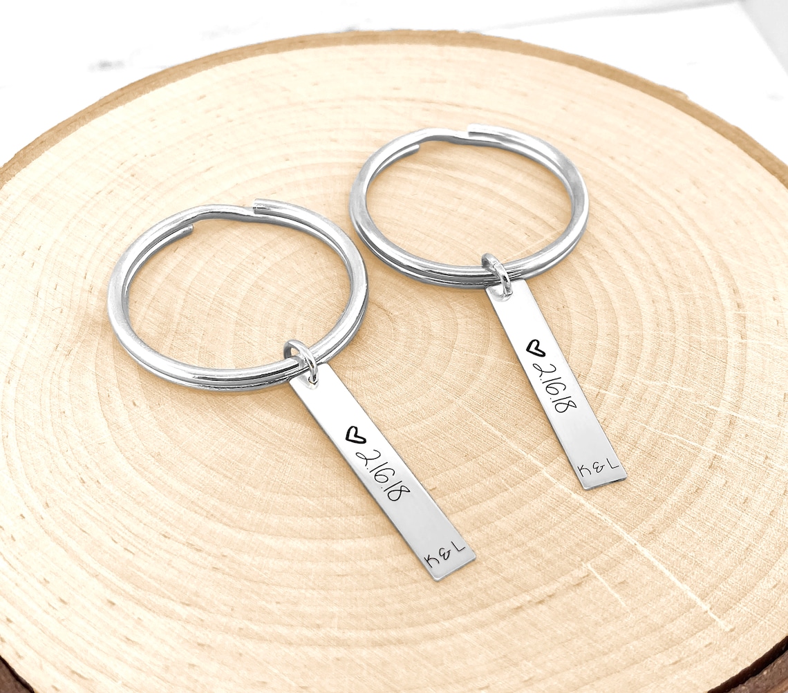 Couples Keychain Anniversary Keychain Custom Date Keychain - Etsy