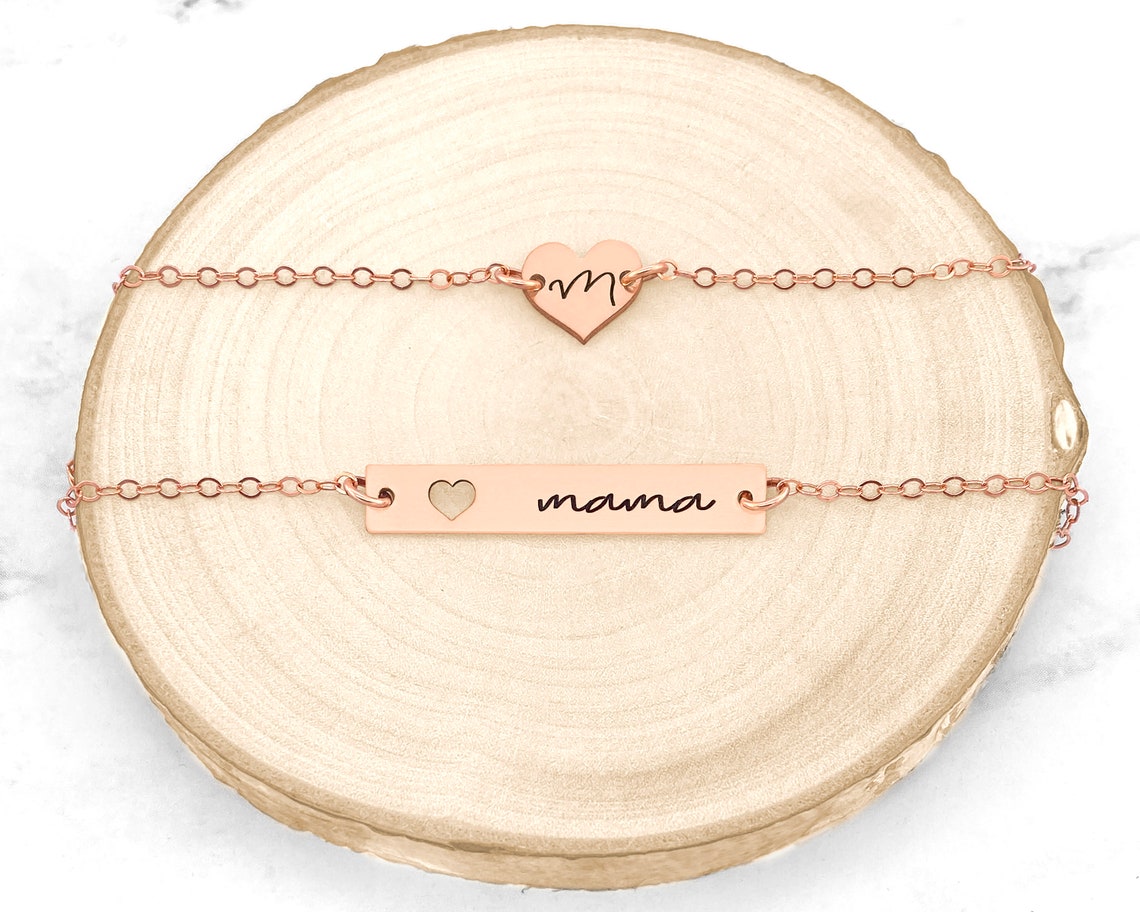 Personalized Mother Daughter Bracelet Set Mom Bracelet - Etsy