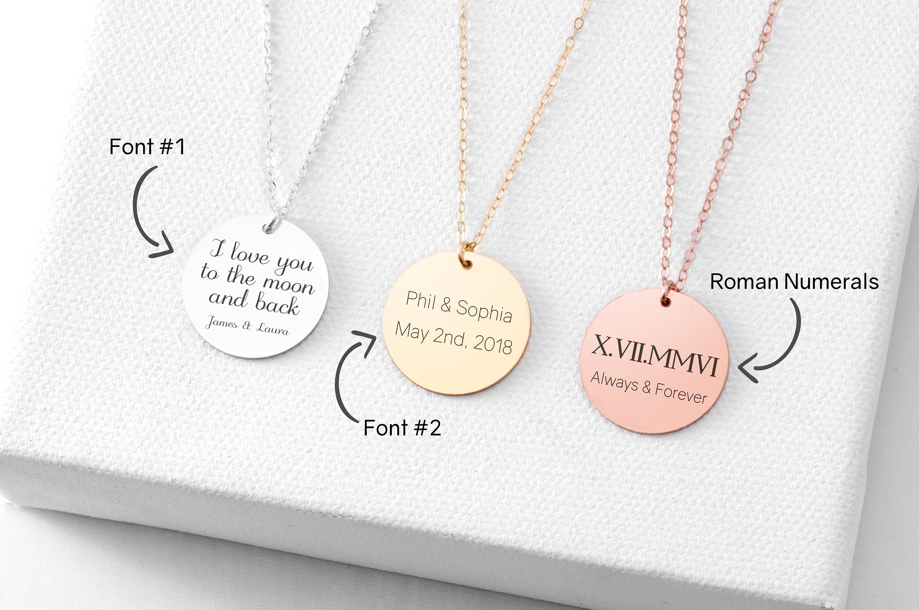 Personalized Disc Necklace Custom Date Necklace Gold Disc - Etsy