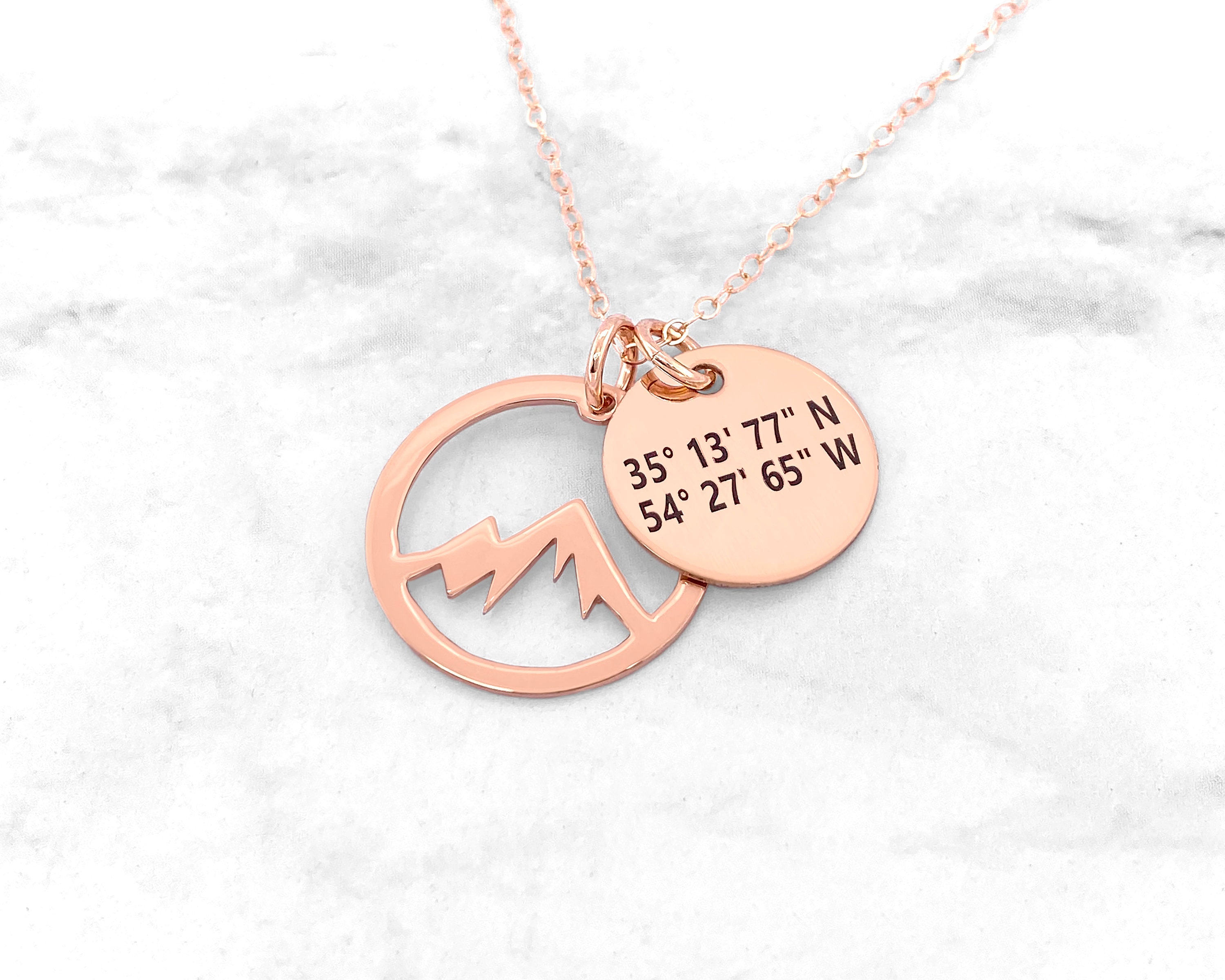 Coordinate Necklace A Mountain Longitude Latitude Necklace - Etsy