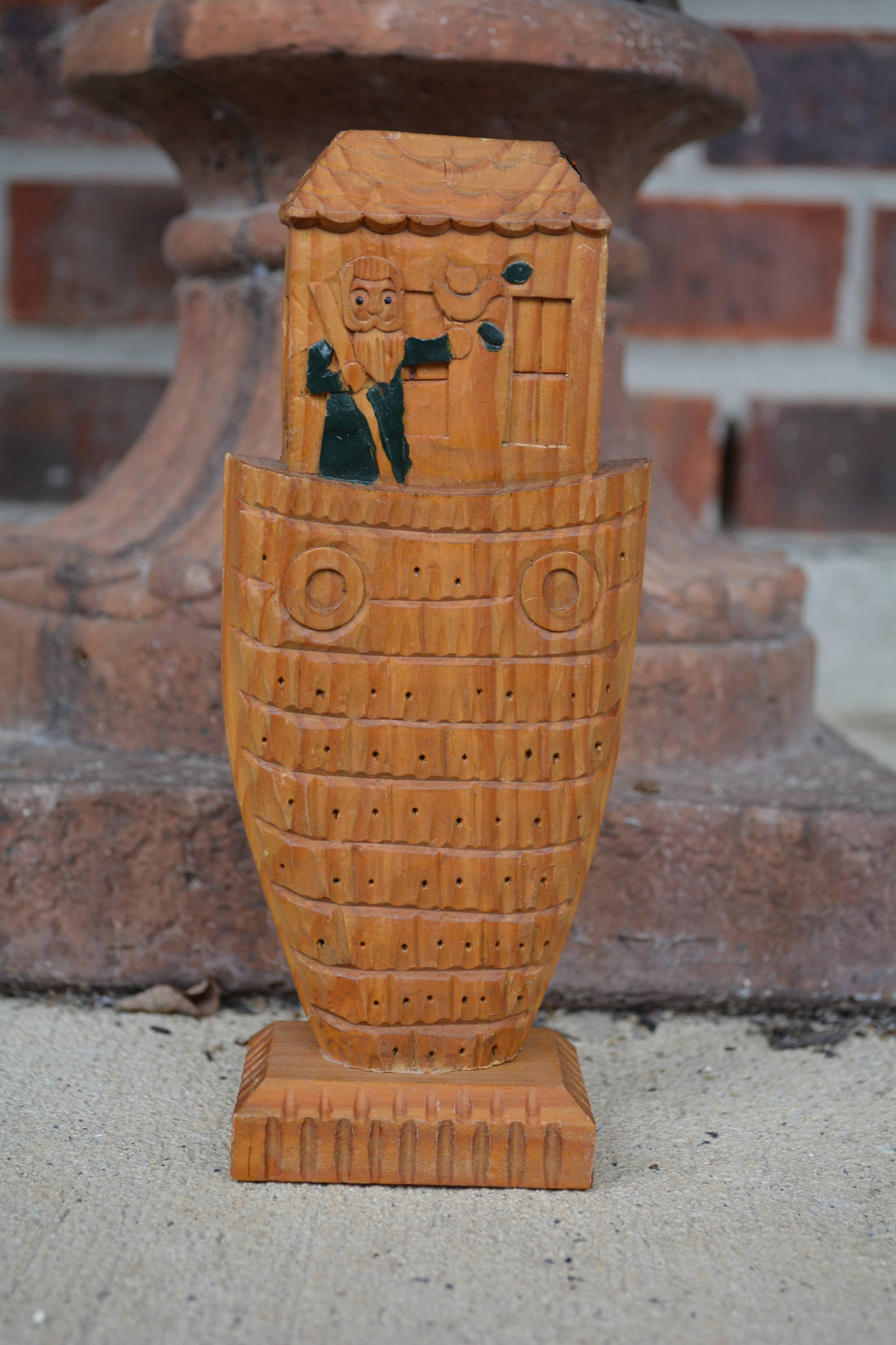 Noah's Ark Wood Statue, Vintage, Tall Thin Hand-carved Wooden Boat and ...