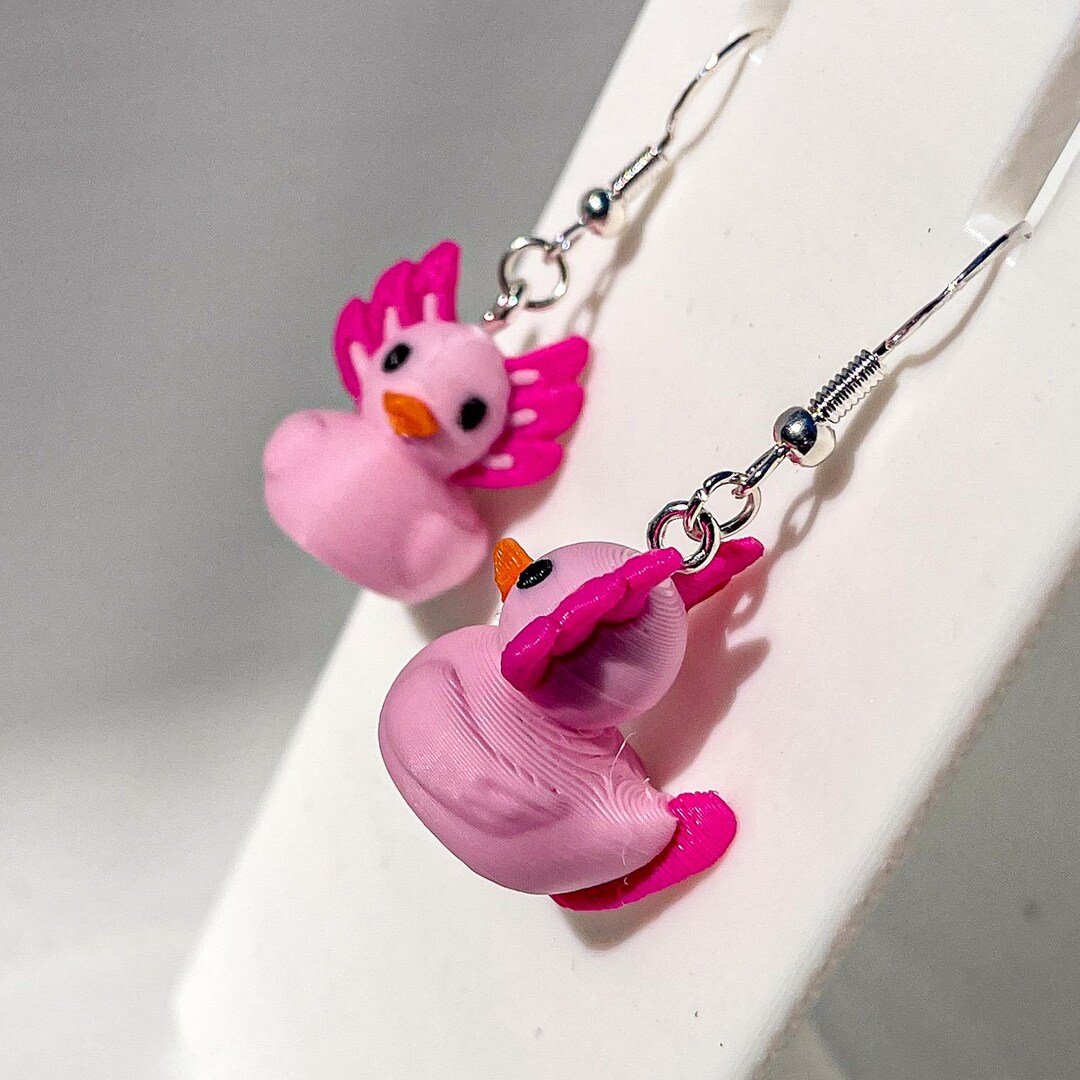 Lotlduck - Axolotl Rubber Ducky 3d-printed Scale Model Earrings - Etsy