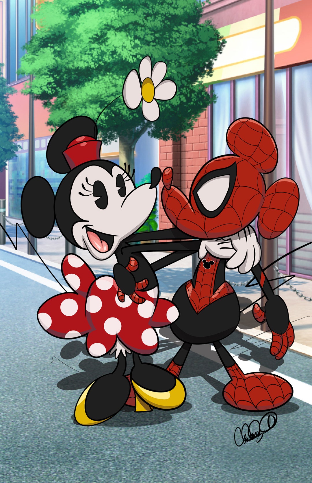 Webbed Romance: Mickey as Spidey Saves Minnie 11x17 Poster - Etsy