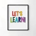 Let's Learn Print Playroom Classroom Teacher Print | Etsy