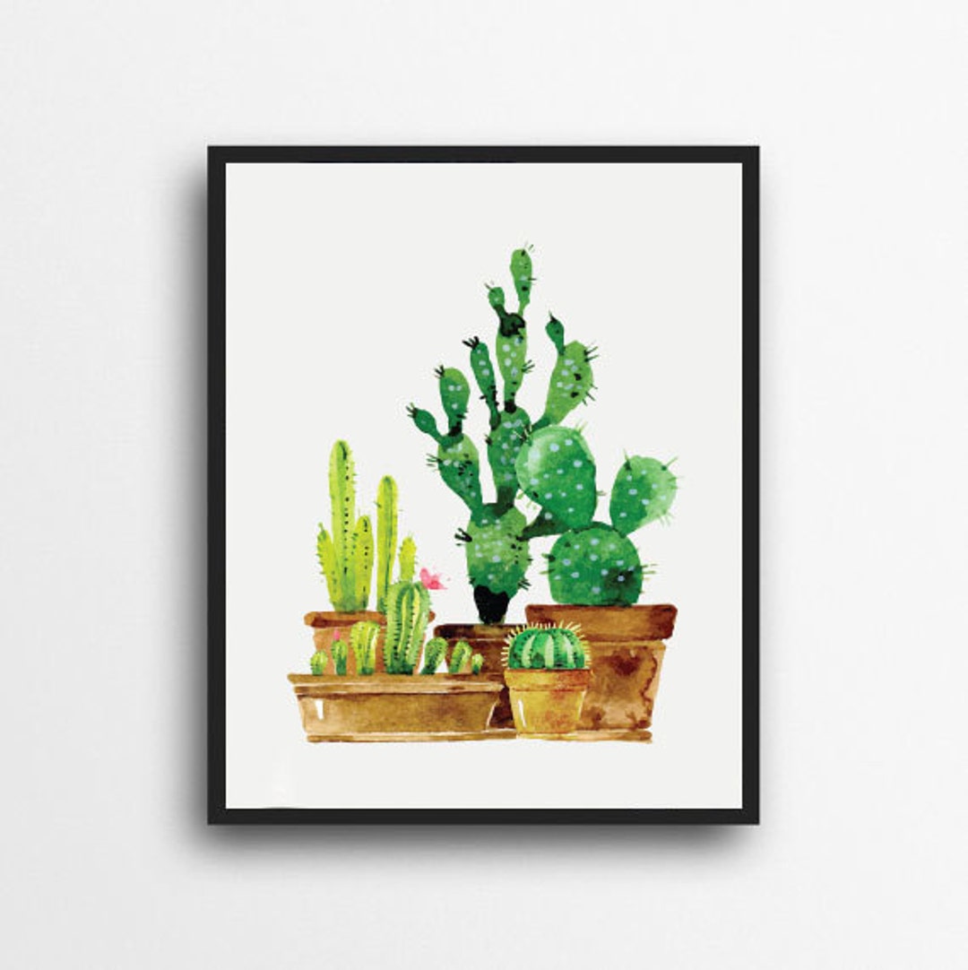 Cactus Watercolor Print | Succulent Print | Cactus Print | Potted Plant ...