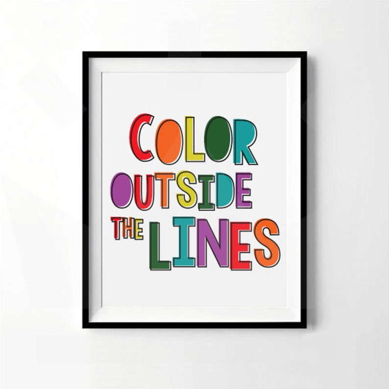 Color Outside the Lines Rainbow Print Playroom Art Room - Etsy