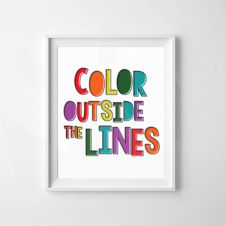 Color Outside the Lines Rainbow Print Playroom Art Room - Etsy