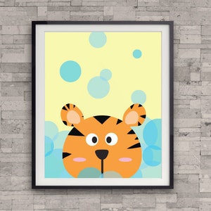 Tiger Bubble Bath Print | Bathroom Print | Bathroom Print Set | Gender ...