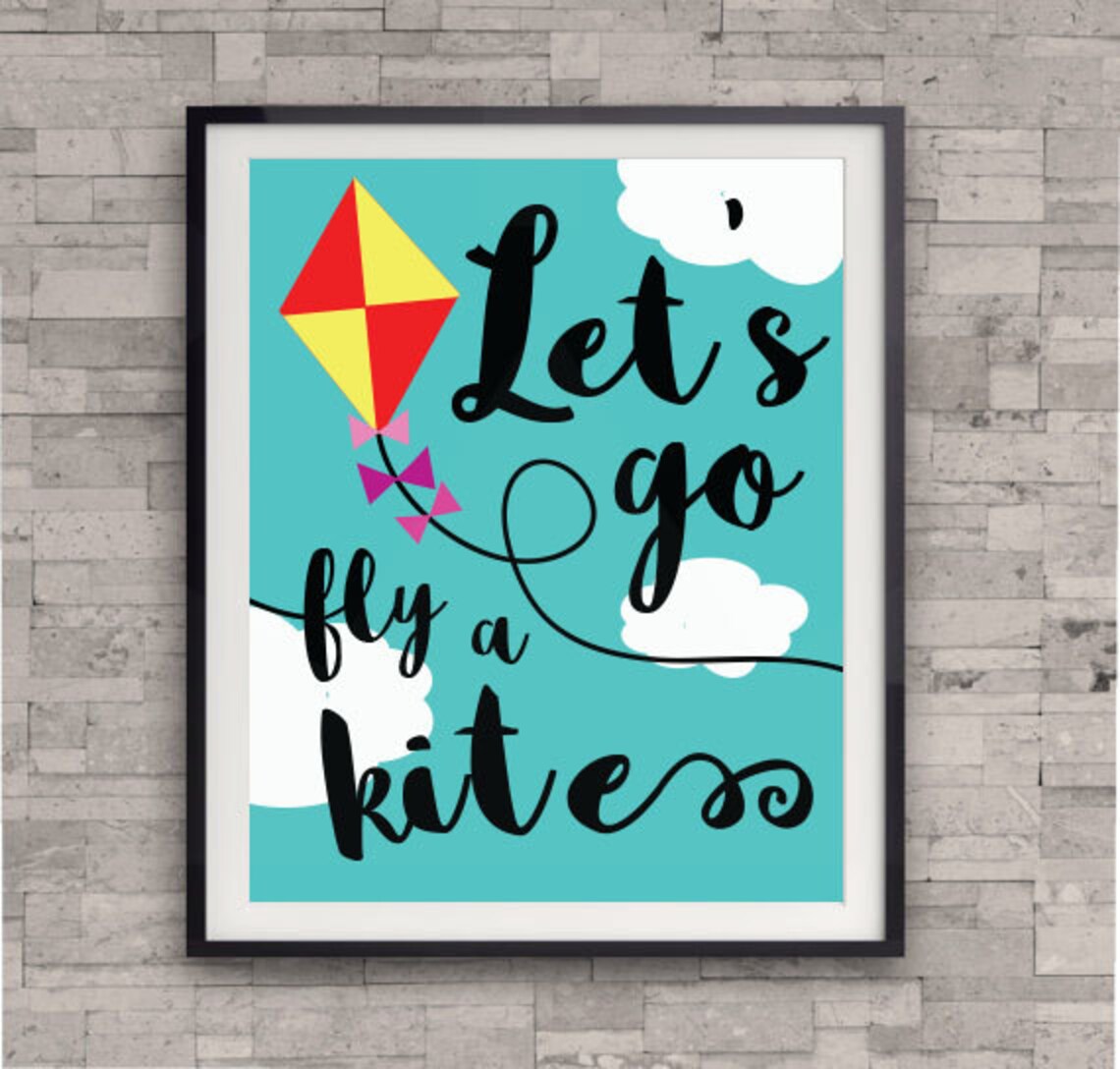 Let's Go Fly A Kite Print | Mary Poppins Print | Nursery, Children's ...