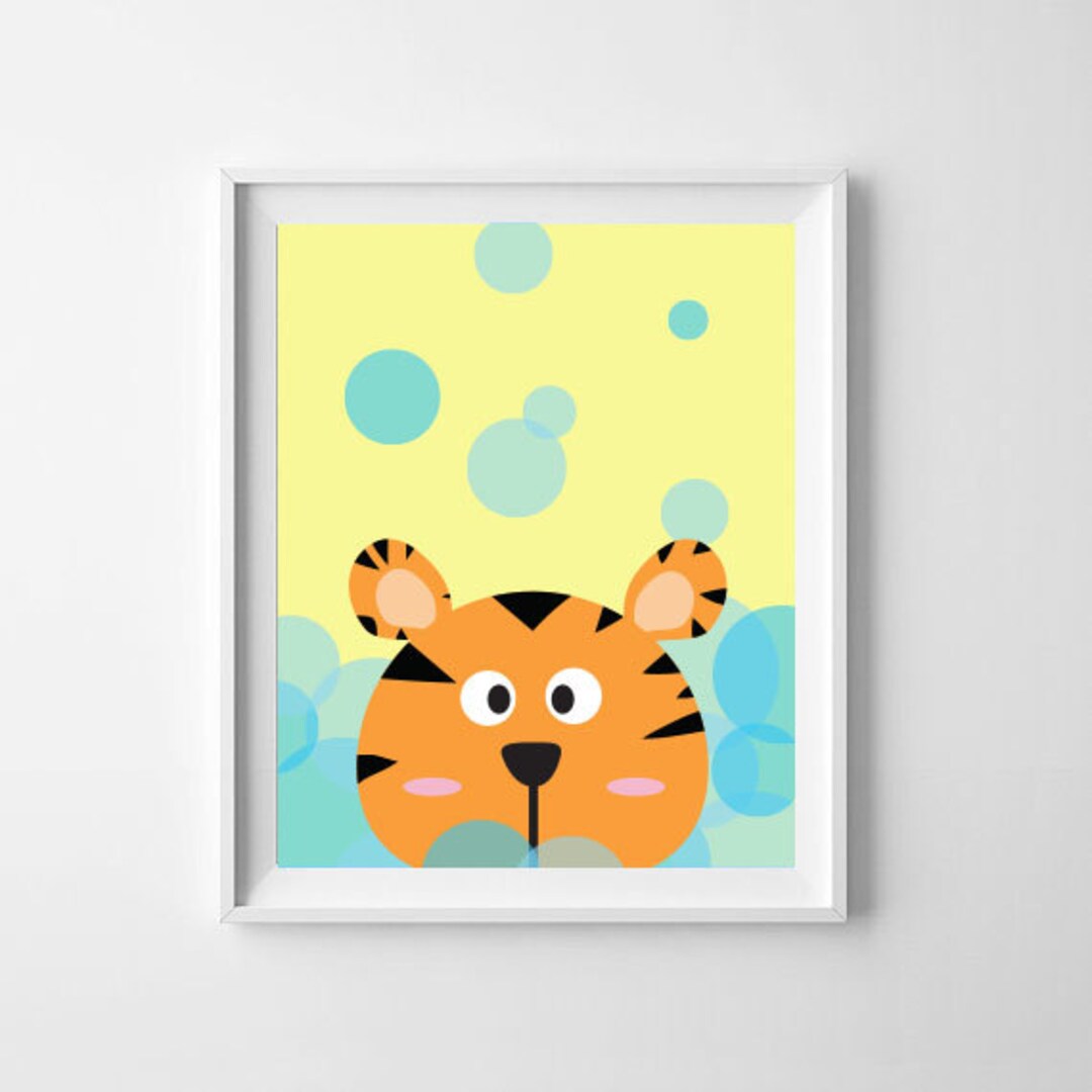 Tiger Bubble Bath Print | Bathroom Print | Bathroom Print Set | Gender ...