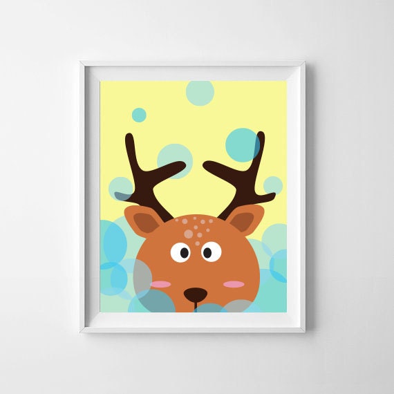 Deer Bubble Bath Bathroom Print Bathroom Print Set Animal | Etsy