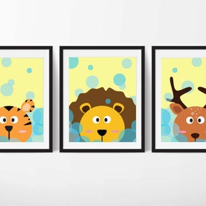 Tiger Bubble Bath Print | Bathroom Print | Bathroom Print Set | Gender ...