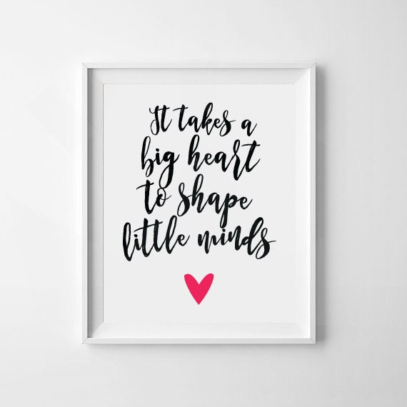 Teacher Appreciation Print Gift It Takes A Big Heart to | Etsy