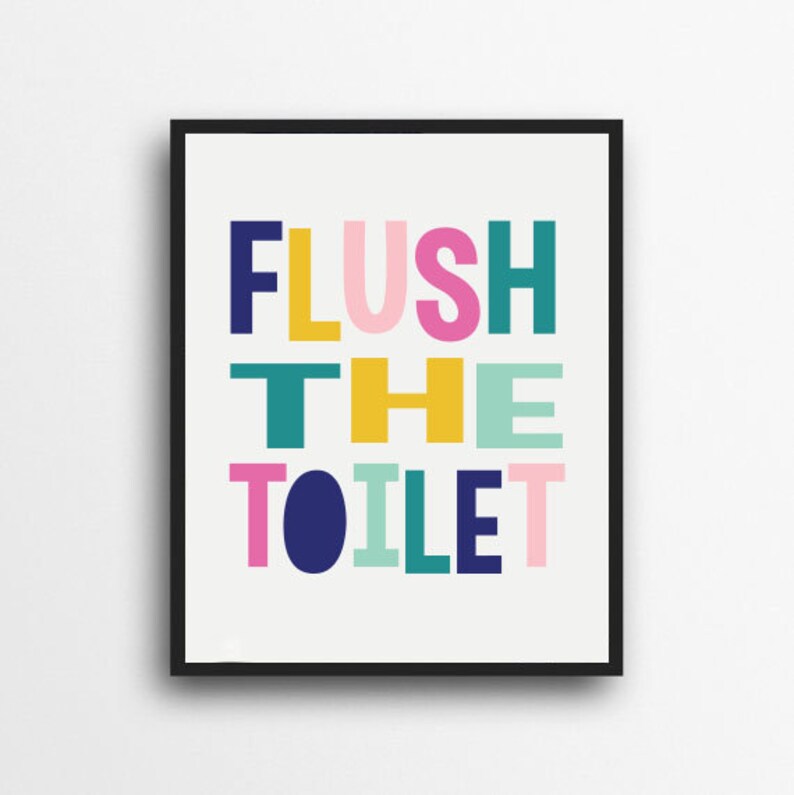 Gender Neutral Kids Bathroom Print Set Brush Wash Flush - Etsy